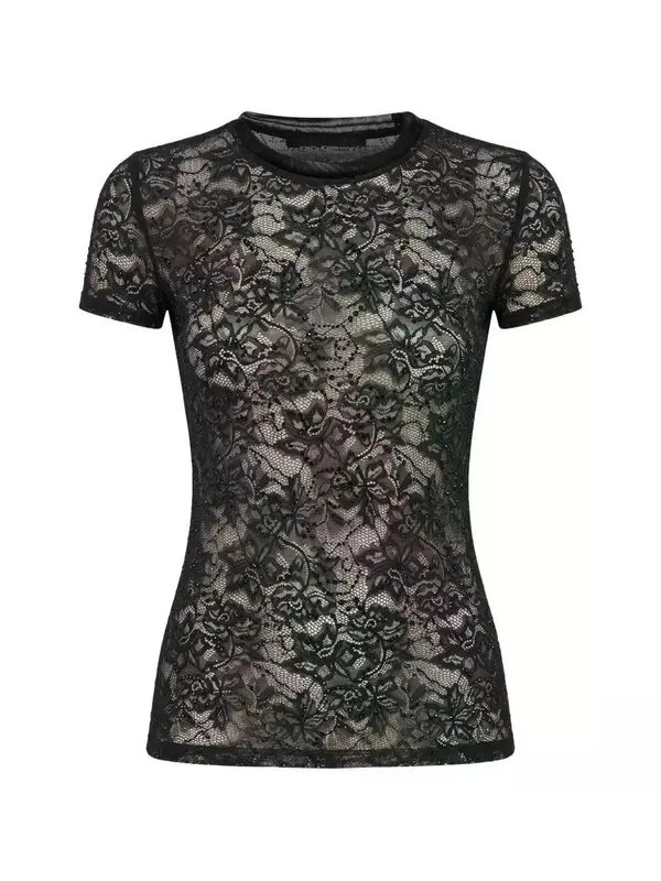 Philipp Plein Strass-embellished Lace T-shirt - Black