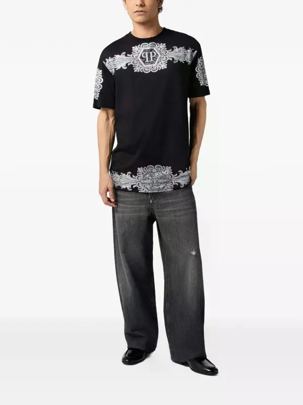 Philipp Plein Round Neck T-shirt Baroque Stones