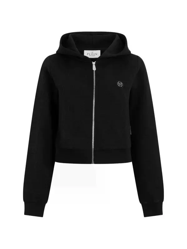 Philipp Plein Logo-patch Zip-up Hoodie - Black