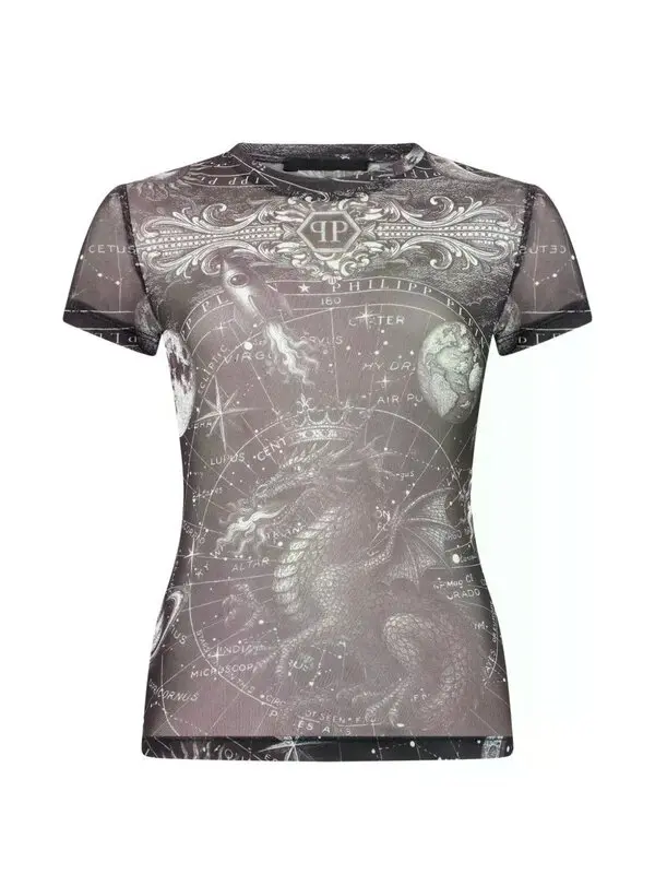 Philipp Plein Zodiac-print Tulle T-shirt