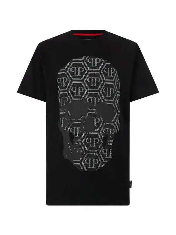 Philipp Plein Round Neck T-shirt Skull Monogram - Black