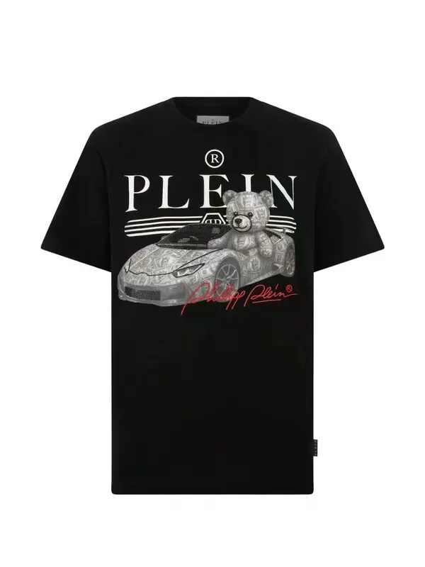 Philipp Plein Teddy Car Stones Round-neck T-shirt - Black