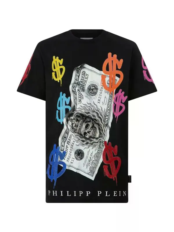 Philipp Plein Dollar-print Crystal-embellished T-shirt