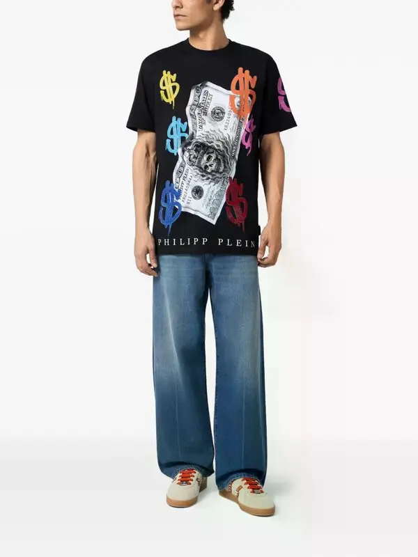 Philipp Plein Dollar-print Crystal-embellished T-shirt