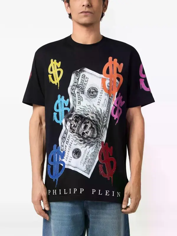 Philipp Plein Dollar-print Crystal-embellished T-shirt