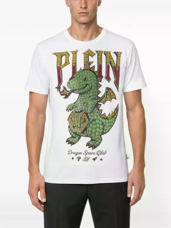 Philipp Plein Round Neck T-shirt Dragon Stones