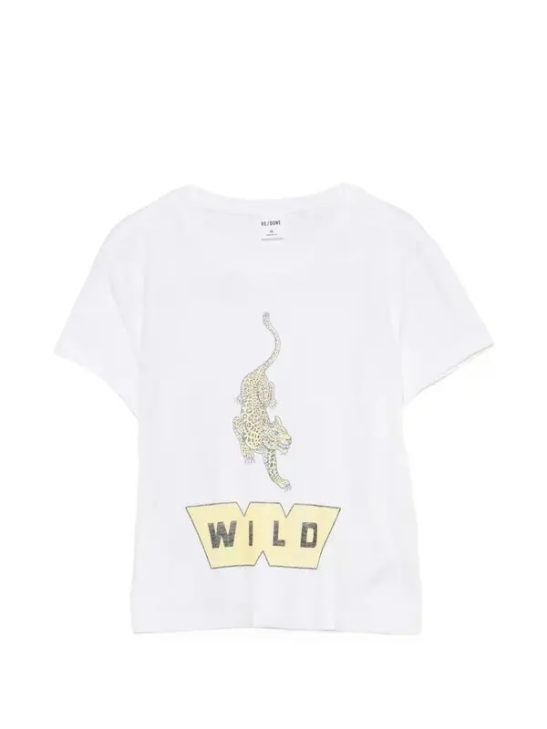 RE/DONE Leopard-print Graphic-print T-shirt - White