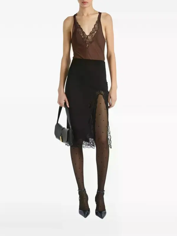 Balmain Knit Vest Top With Lace - Brown