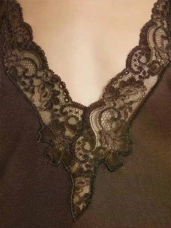 Balmain Knit Vest Top With Lace - Brown