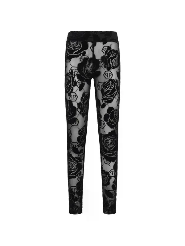 Philipp Plein Flock Flower-monogram Leggings