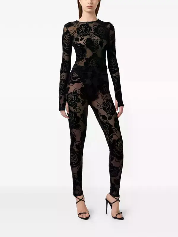 Philipp Plein Flock Flower-monogram Leggings