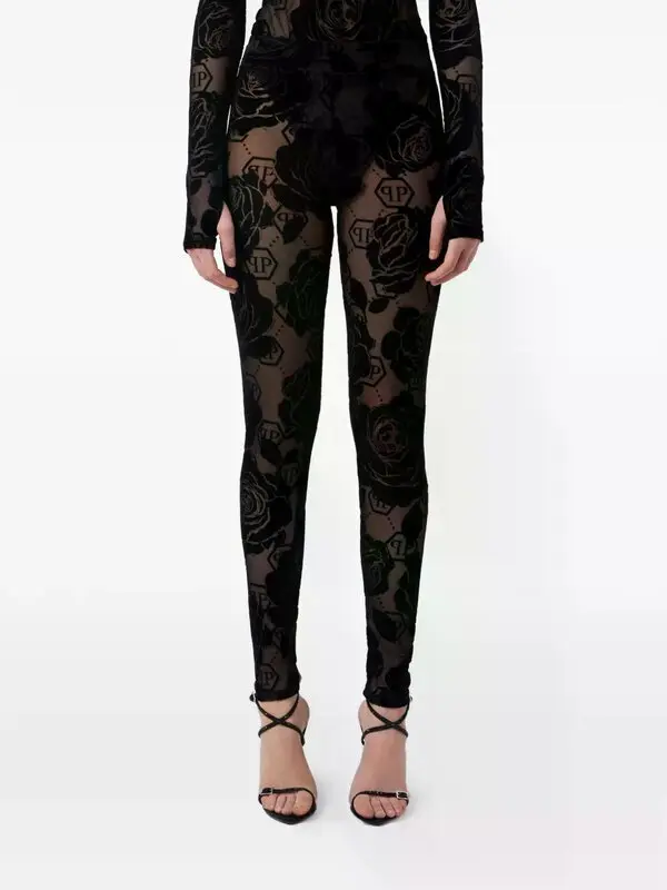 Philipp Plein Flock Flower-monogram Leggings