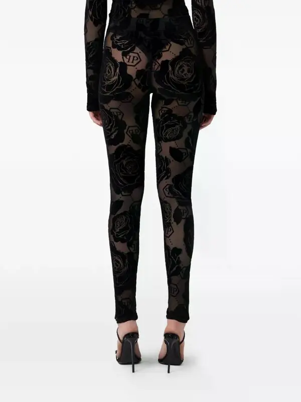 Philipp Plein Flock Flower-monogram Leggings