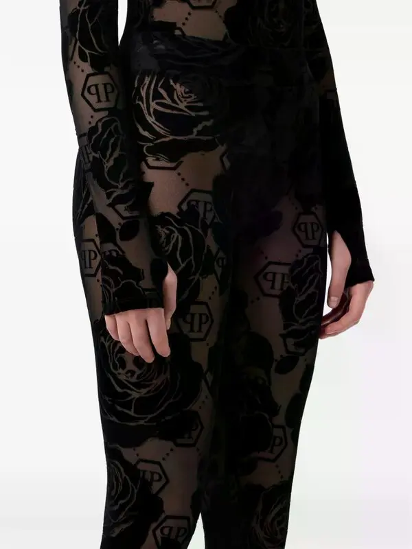 Philipp Plein Flock Flower-monogram Leggings