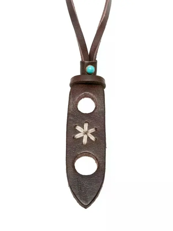 ERALDO Flower-embroidered Leather Glasses Necklace - Brown
