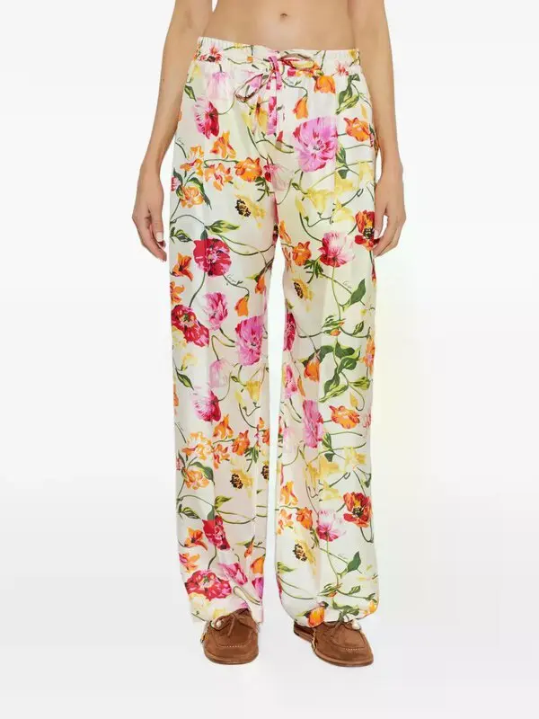 Kenzo Floral-print Silk Trousers