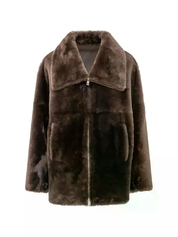 BLANCHA Wide-collar Shearling Jacket