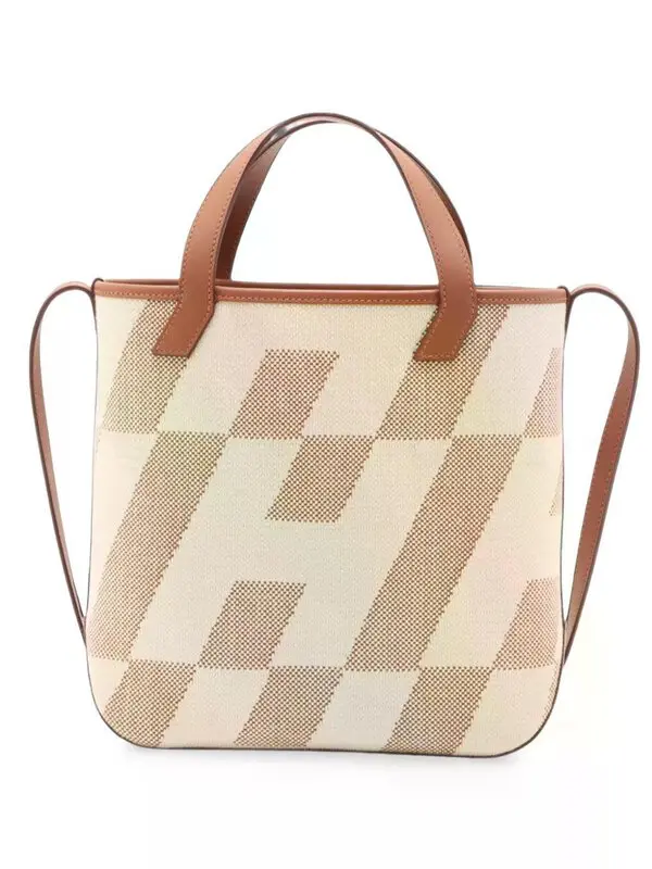 Hermès 2021 Toile And Swift Cabas H En Biais 27 Satchel - Neutrals