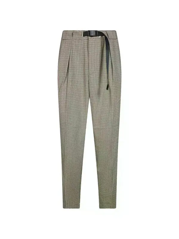 WHITE SAND Check-pattern Pleated Trousers