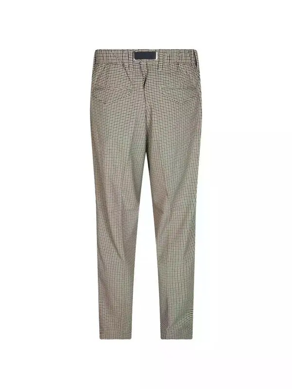 WHITE SAND Check-pattern Pleated Trousers