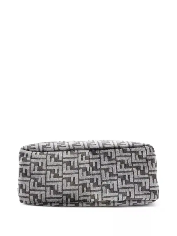 Fendi O'lock Zip Shoulder Bag Zucca Chenille Hobo Bag - Grey