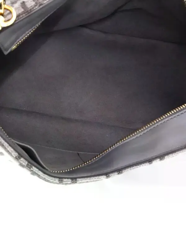 Fendi O'lock Zip Shoulder Bag Zucca Chenille Hobo Bag - Grey