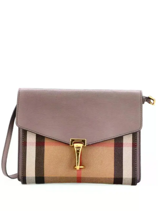 Burberry Macken Leather And House Check Canvas Cross Body Bag - Brown