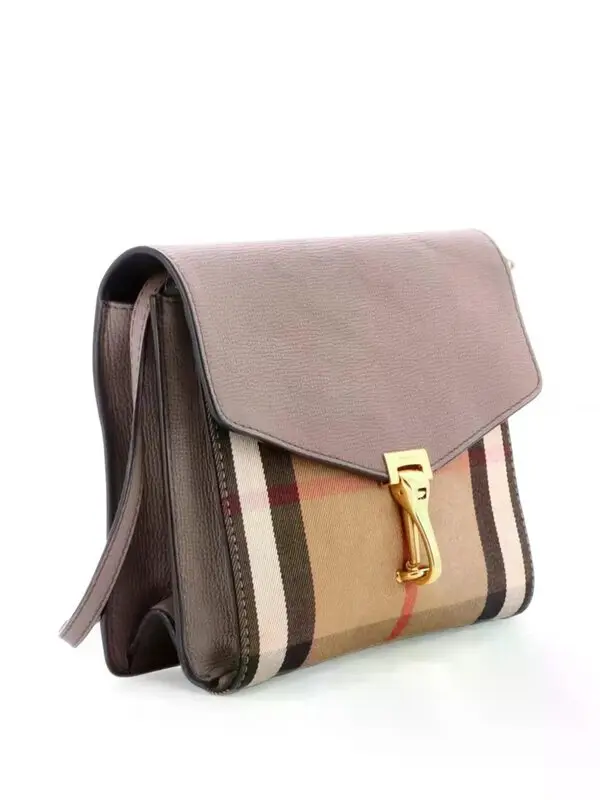 Burberry Macken Leather And House Check Canvas Cross Body Bag