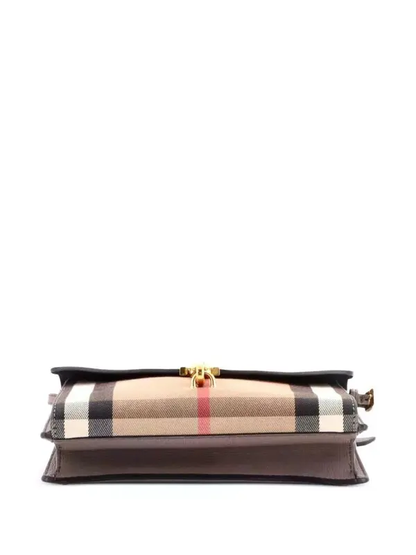 Burberry Macken Leather And House Check Canvas Cross Body Bag