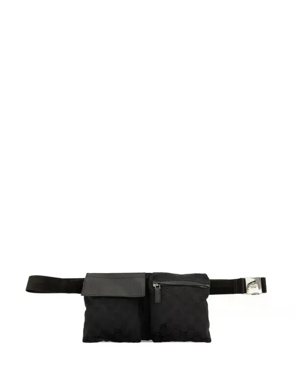 Gucci 2000-2015 Gg Canvas Double Pocket Belt Bag - Black