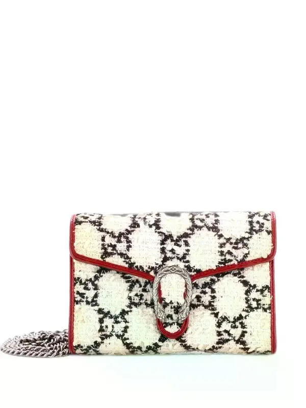 Gucci Dionysus Chain Wallet Gg Tweed Small Shoulder Bag - Black