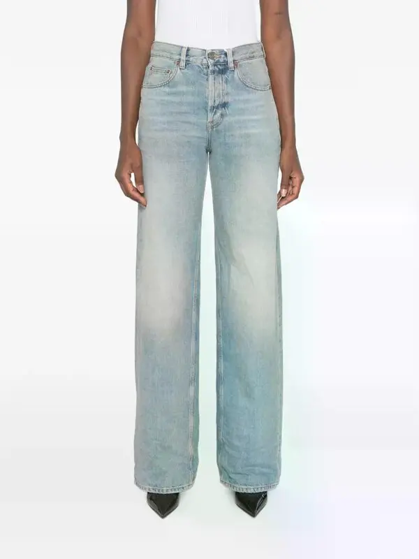 Saint Laurent Faded Wide-leg Jeans