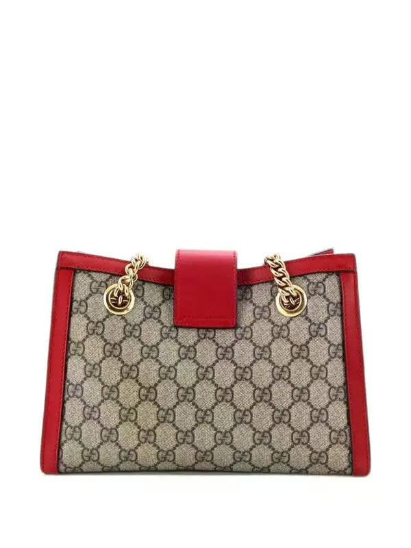 Gucci Padlock Chain Tote Gg Coated Canvas With Leather Small Shoulder Bag