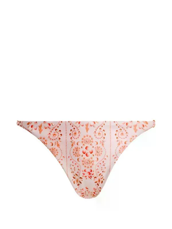 Agua Bendita Palmira Floral-print Bikini Bottoms - White