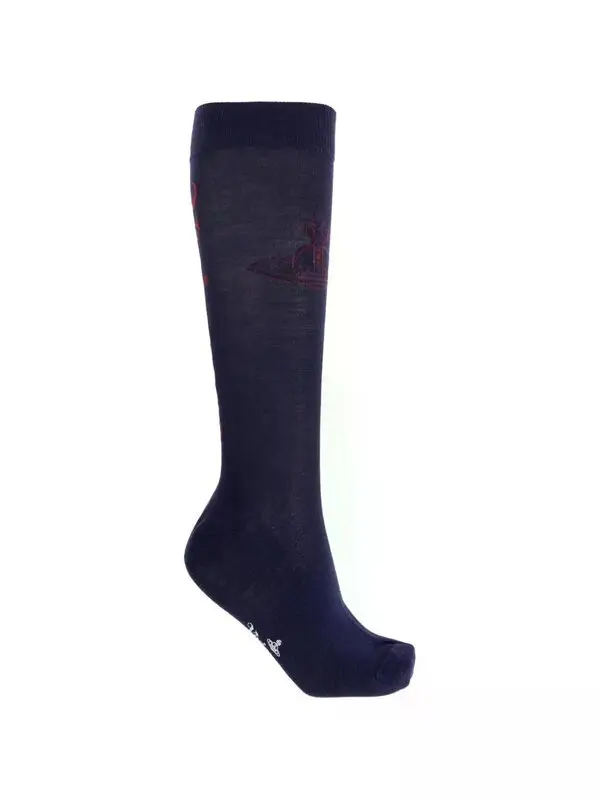 VIVIENNE WESTWOOD Logo-embellishment Knee High Socks - Blue