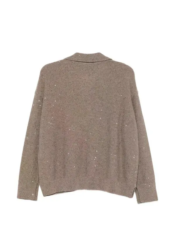 Antonelli Firenze Normandia Sequin-embellished Polo-collar Sweater - Brown