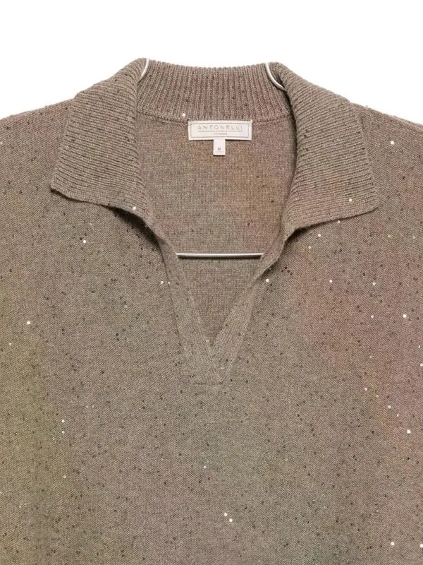 Antonelli Firenze Normandia Sequin-embellished Polo-collar Sweater