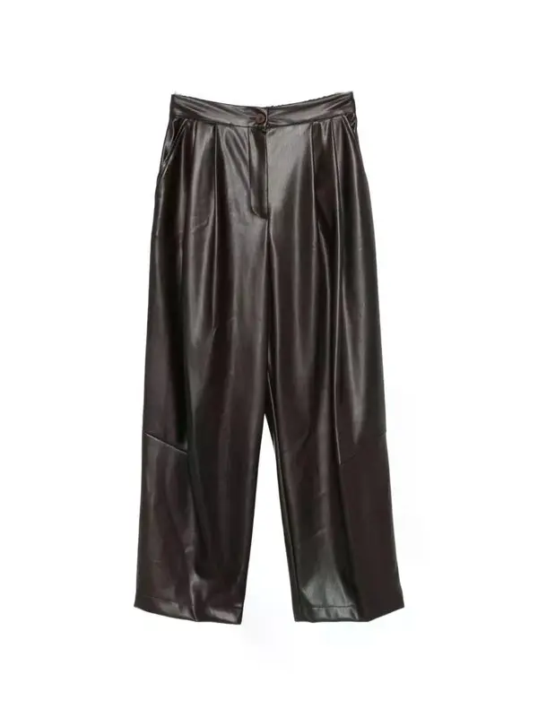 Dixie Pleated Faux-leather Trousers