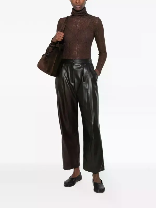 Dixie Pleated Faux-leather Trousers