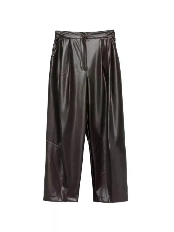 Dixie Pleated Faux-leather Trousers