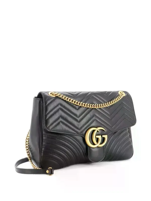 Gucci Gg Marmont Flap Bag Matelasse Leather Large Shoulder Bag