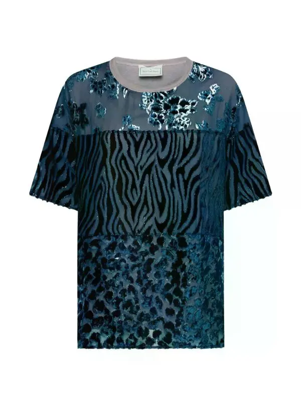 PIERRE-LOUIS MASCIA Mixed-pattern Devoré T-shirt