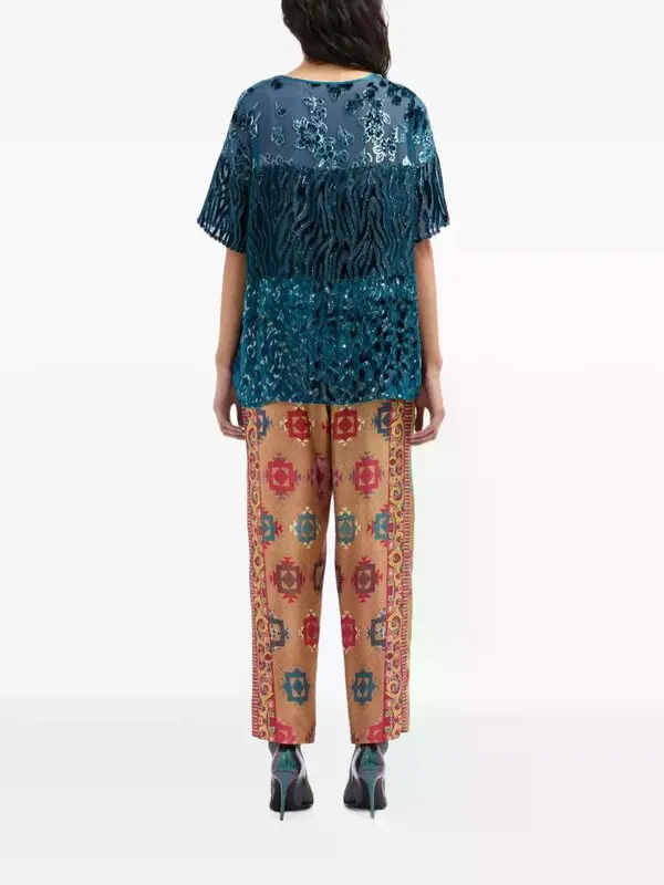 PIERRE-LOUIS MASCIA Mixed-pattern Devoré T-shirt