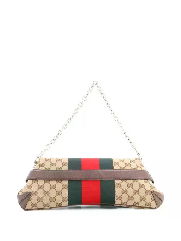 Gucci Horsebit Nm Web Chain Clutch Gg Canvas Medium Shoulder Bag