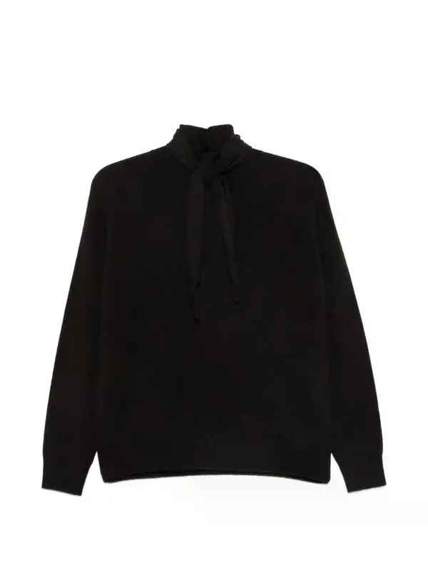 VANISE Tie-fastening Cashmere Sweater - Black