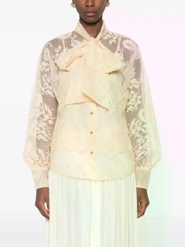 Zimmermann Valiant Lace Pussy-bow Blouse - Neutrals