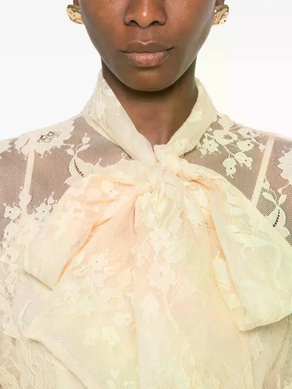 Zimmermann Valiant Lace Pussy-bow Blouse - Neutrals