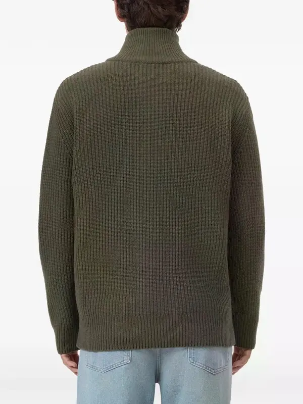 Closed Ribbed-knit Half-zip Sweater