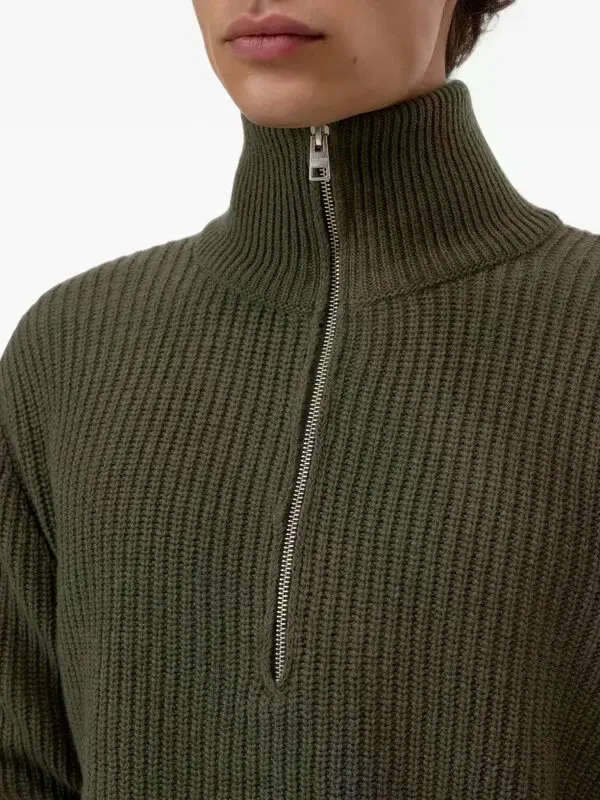 Closed Ribbed-knit Half-zip Sweater