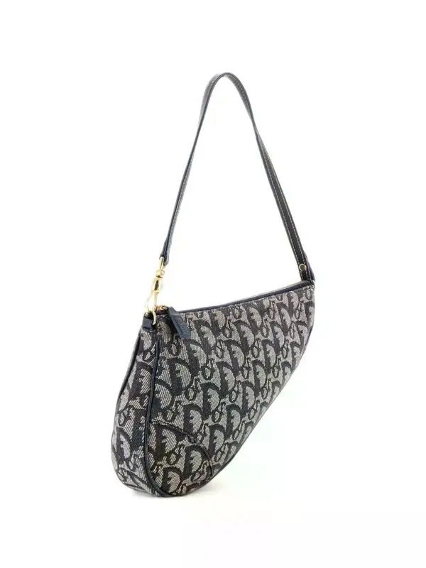 Dior Vintage Saddle Bag Diorissimo Canvas Mini Clutch Bag